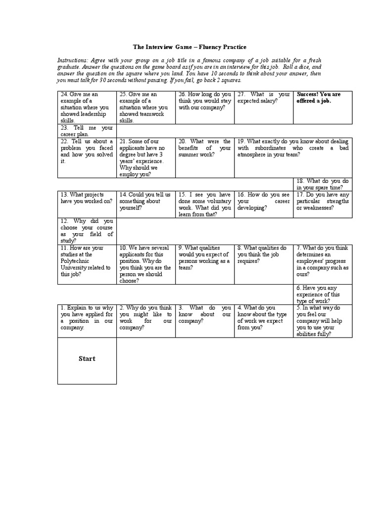 The Interview Game | Download Free PDF | Job Interview | Behavior ...