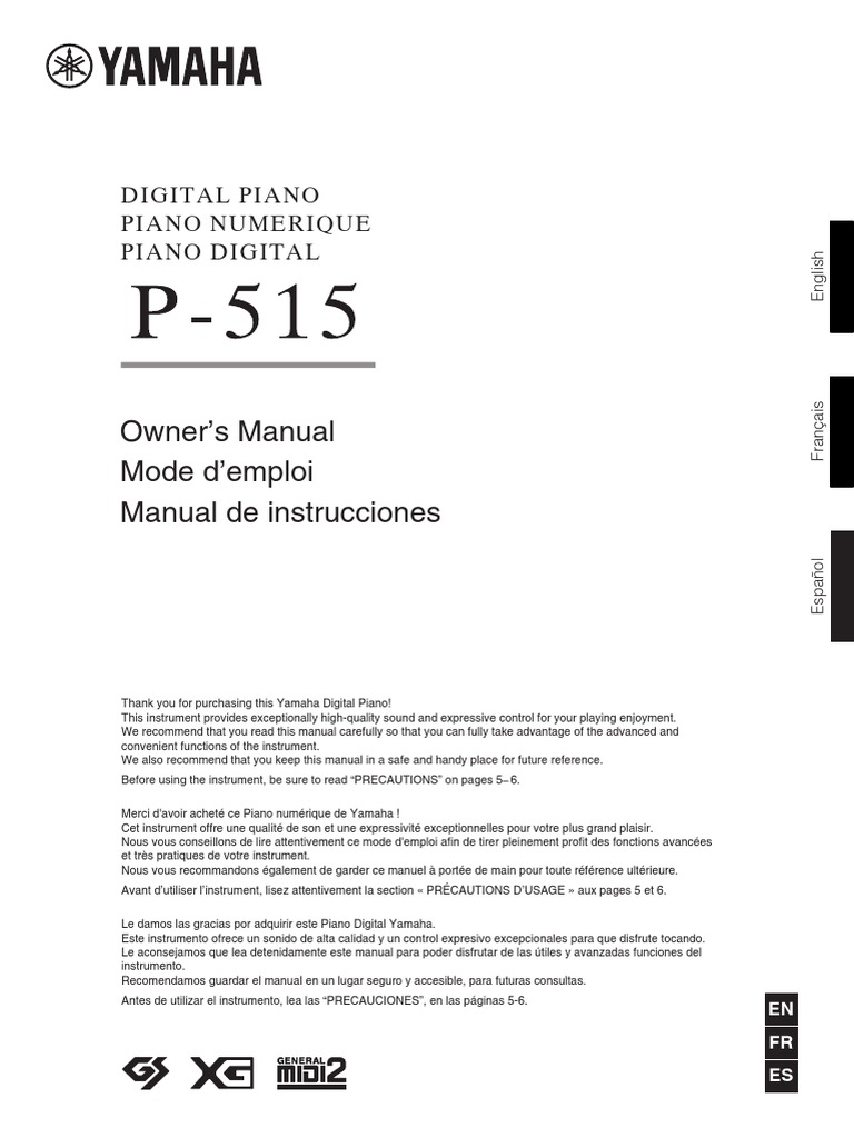 p515 en Om b0 PDF | PDF | Bluetooth | Piano