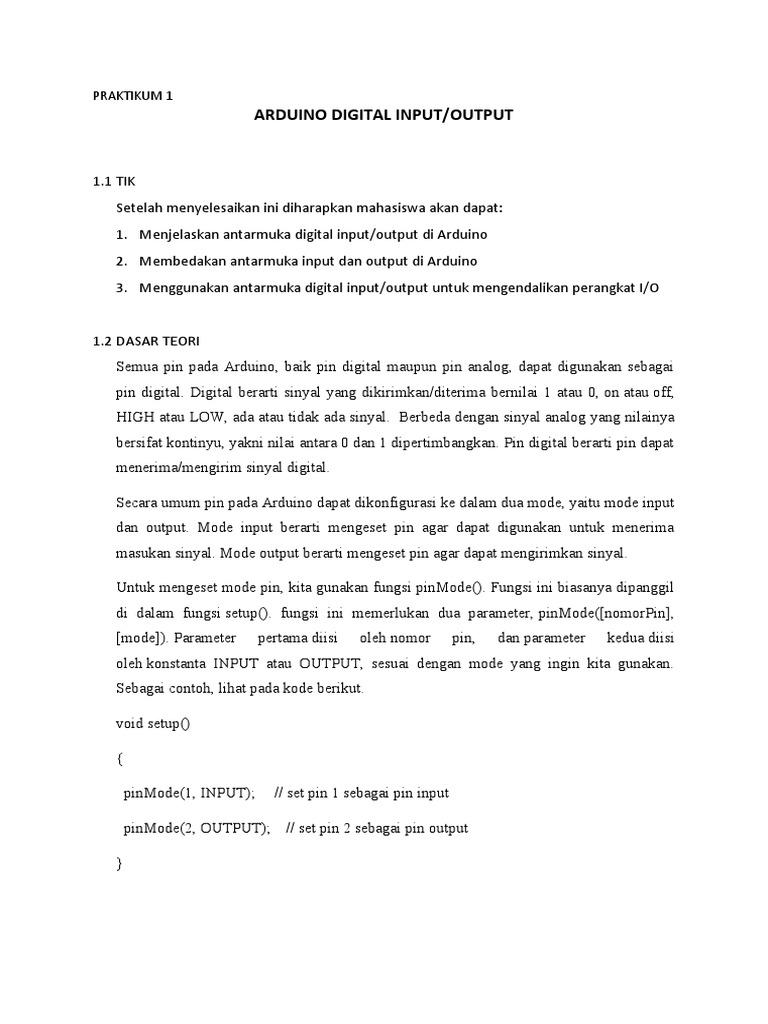 Arduino: Input/Output Digital | PDF | Komputer | Teknologi & Rekayasa