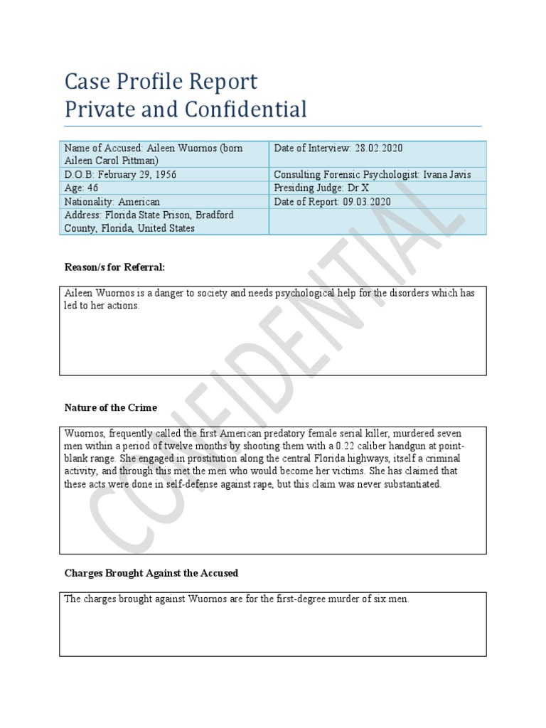 Case Profile Report - Forensic Psychology | PDF | Attachment Theory ...