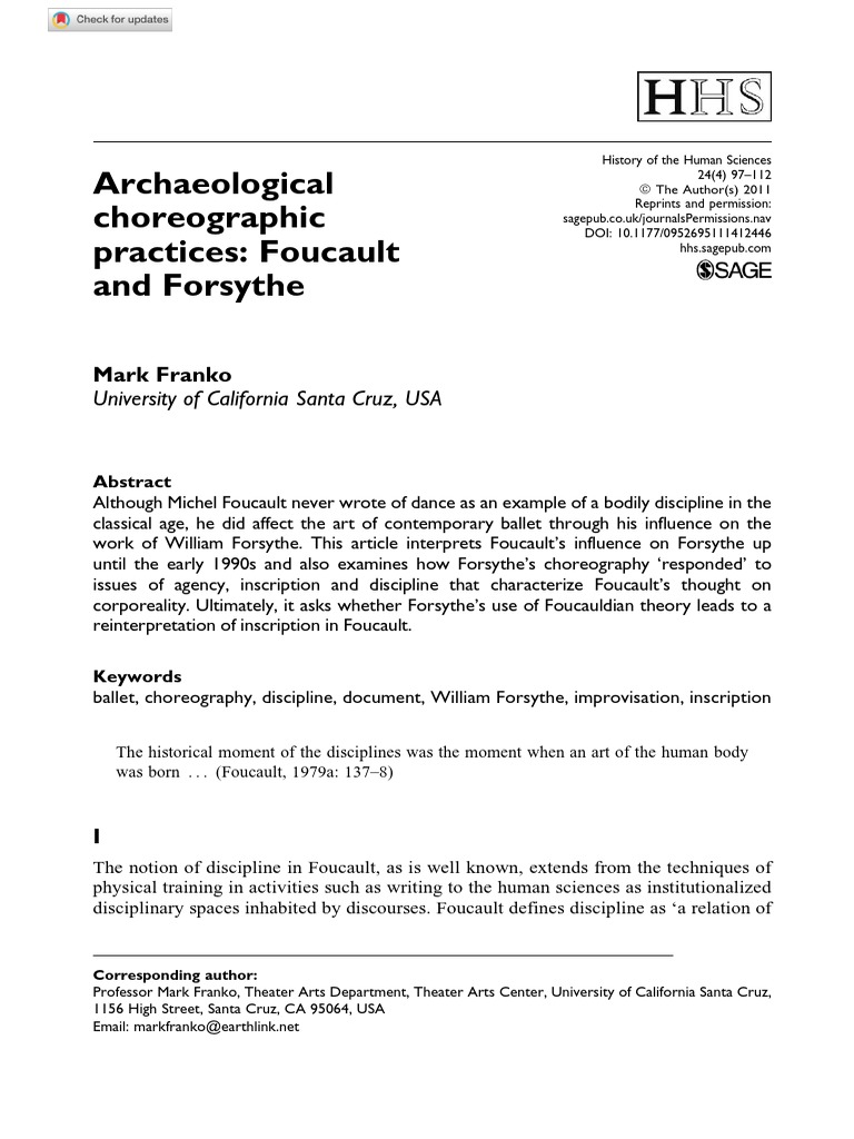 Mark Franko. Archaeological Choreographic Practices | PDF | Discourse ...