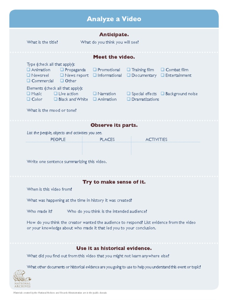 Motion Picture Analysis Worksheet | PDF