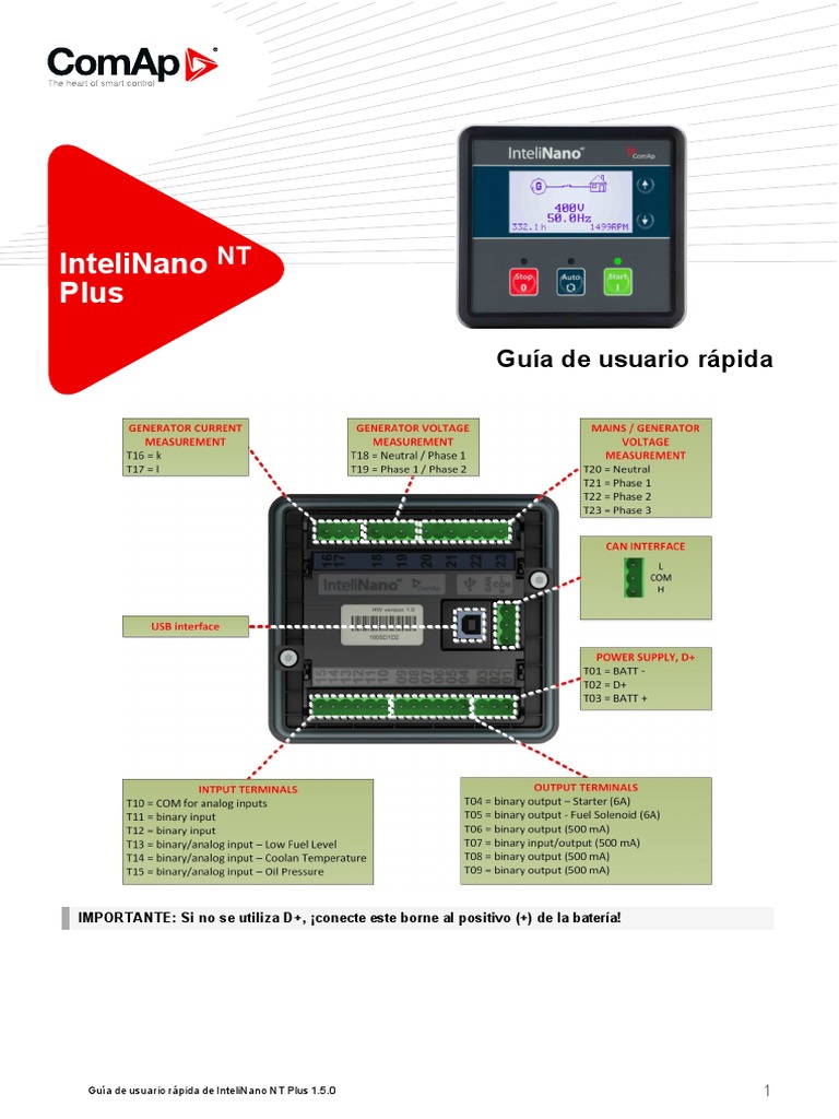 InteliNano NT Plus Fast User Guide SPA | PDF | Generador eléctrico | Fuerza