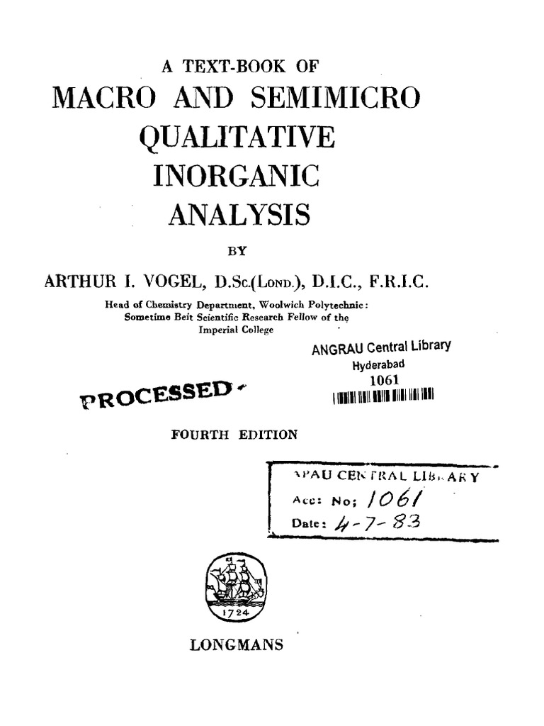Vogel Inorg Chem 5ed PDF | PDF | Electrolyte | Acid