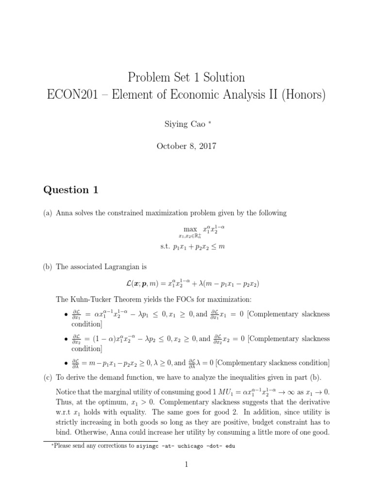 PS1 Solution PDF | PDF | Mathematical Optimization | Utility
