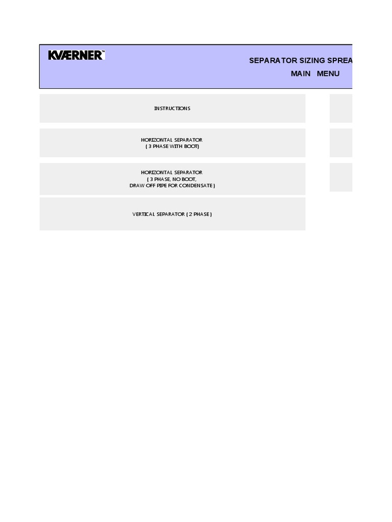 Spreadsheet To Design Separators Pdf Spreadsheet Microsoft Excel 