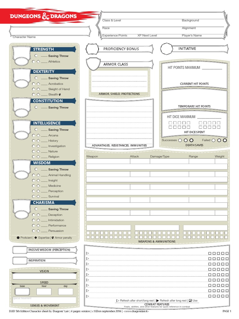 Better 5E Character Sheet Fillable | PDF | Role Playing Games | Leisure