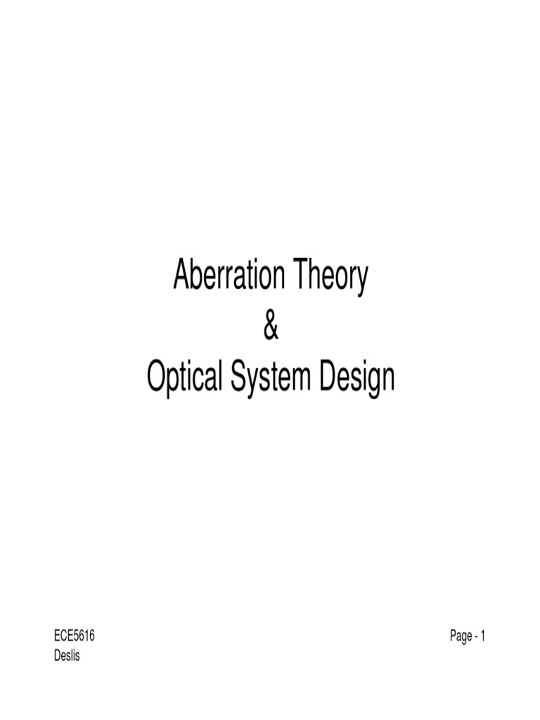 10 Aberration Theory Part I | PDF | Optics | Refraction