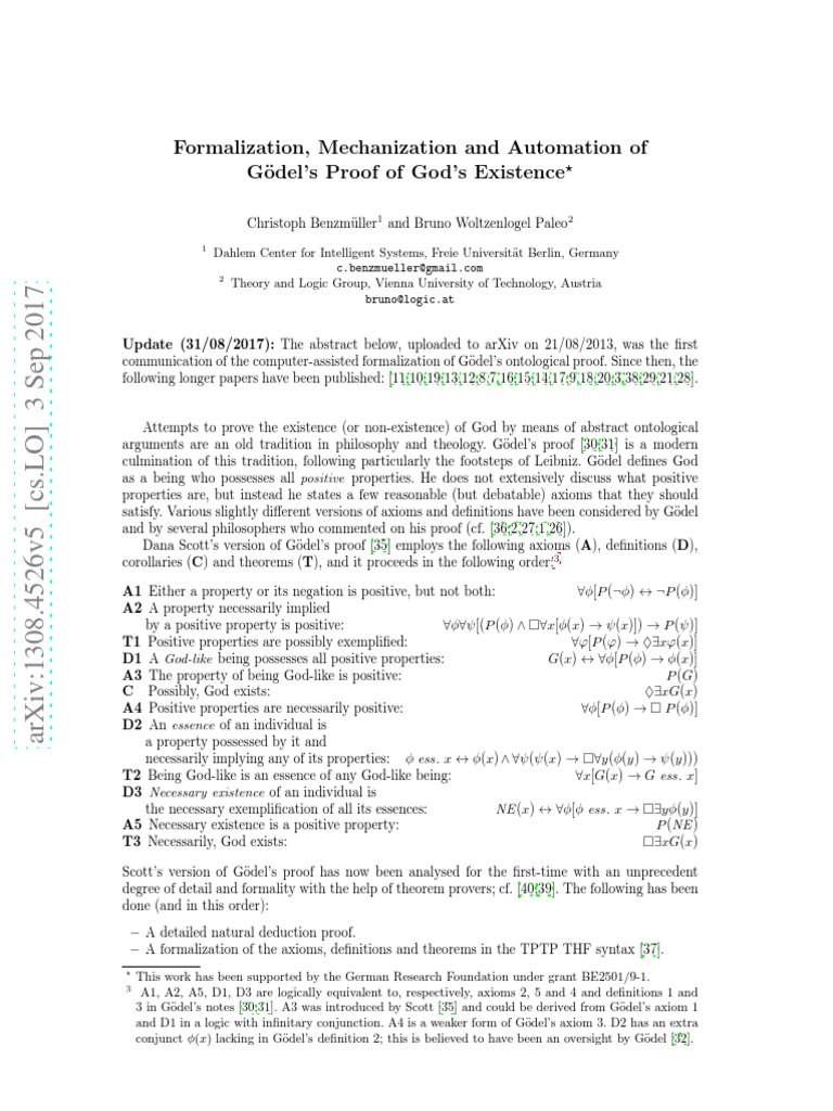 Godel's Proof of God's Existence | PDF | Mathematical Proof | Logic