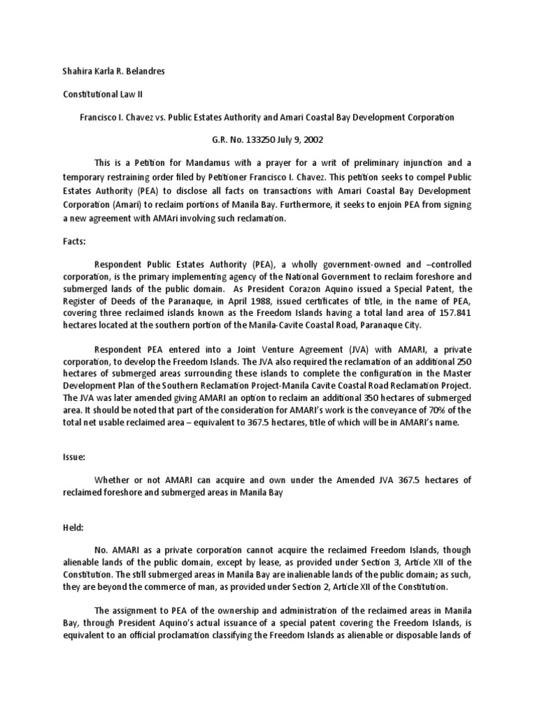 14) Chavez vs. Pea and Amari | PDF | Injunction | Legal Concepts