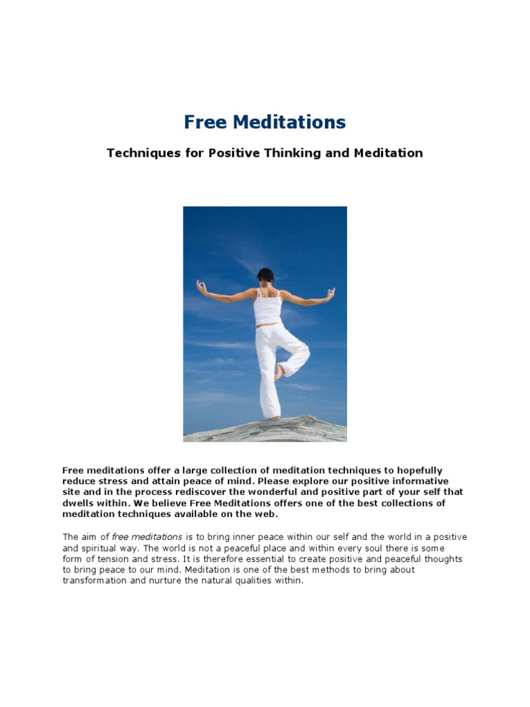 Positive Thinking and Meditation | PDF | Vipassanā | Meditation