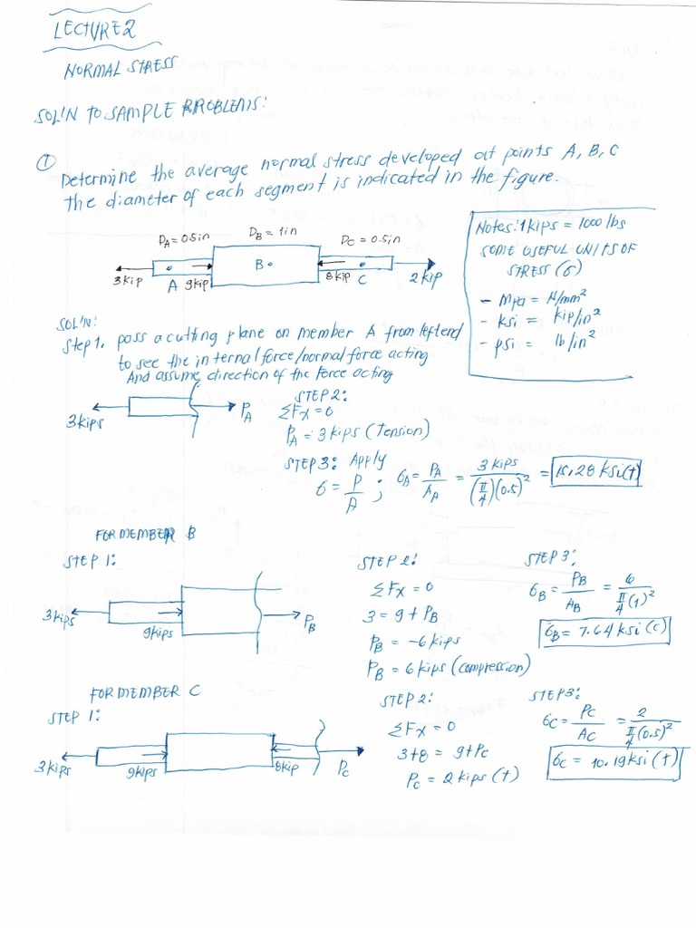 Normal Stress Sample Problems | PDF