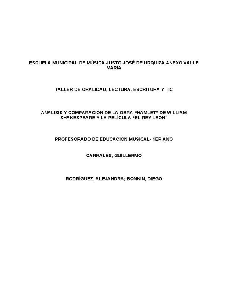 Hamlet y El Rey Leon | PDF | Aldea