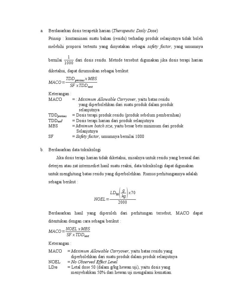 Rumus Perhitungan MACO dan NOEL | PDF