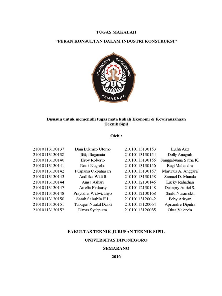 Tugas Makalah Peran Konsultan Dalam Industri Konstruksi | PDF | Bisnis ...