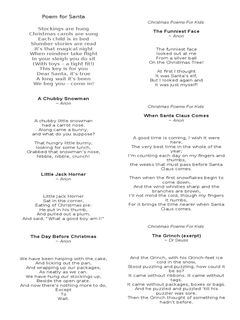 Christmas Poems | PDF | Santa Claus | Christmas Characters