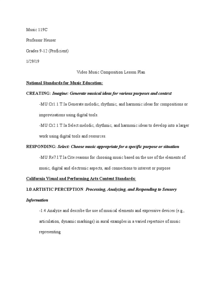 Mickey Mouse Lesson Plan | PDF | Lesson Plan | Musical Compositions