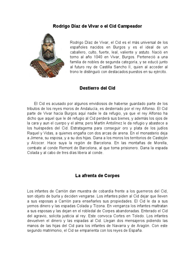 Rodrigo Díaz de Vivar o El Cid Campeador | PDF