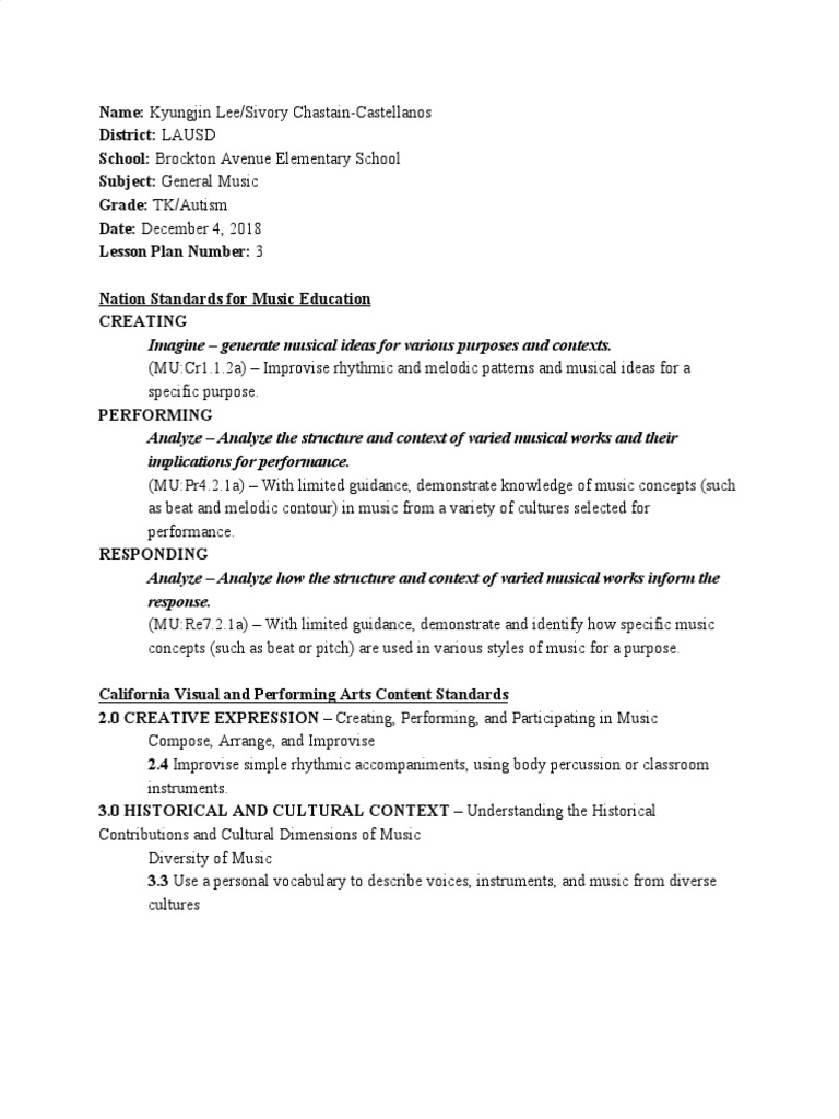 Lesson Plan 3 | Download Free PDF | Rhythm | Lesson Plan