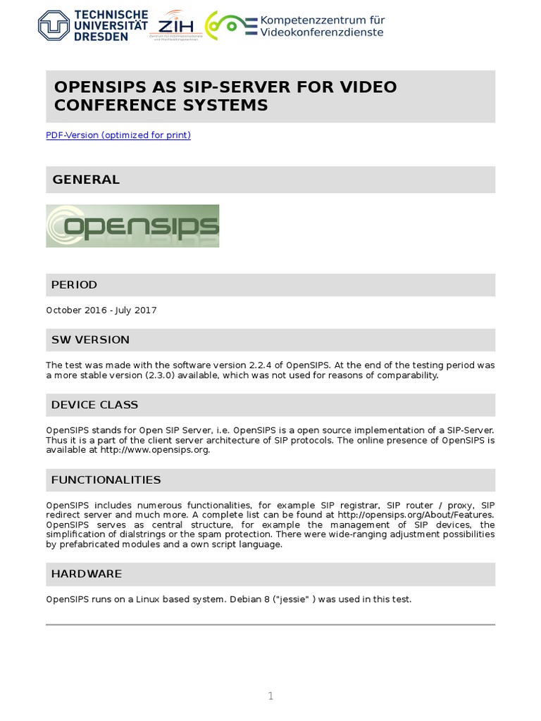 OpenSIPS As SIP-Server For Video Conference Systems - English | PDF ...