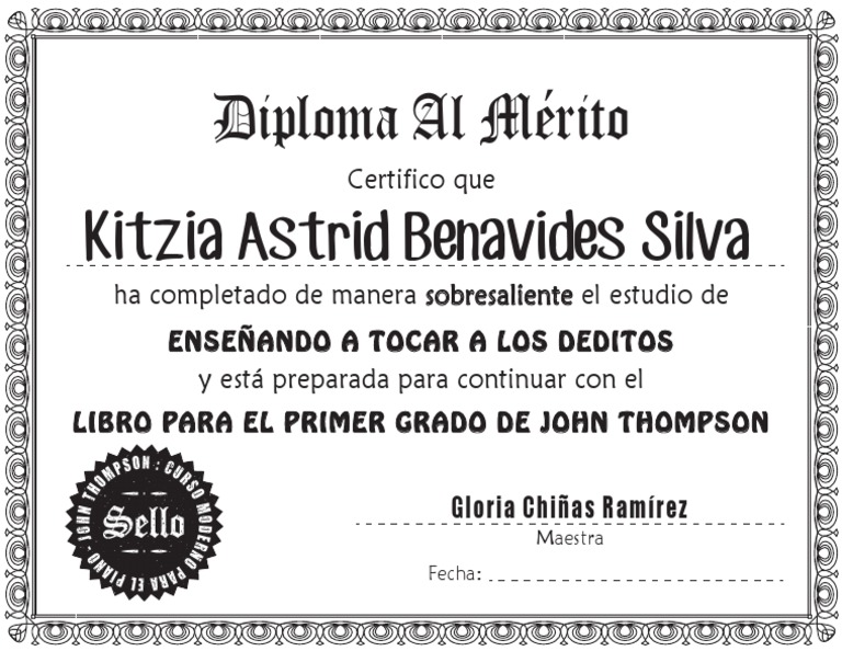 Diploma Al Mérito en Piano | PDF