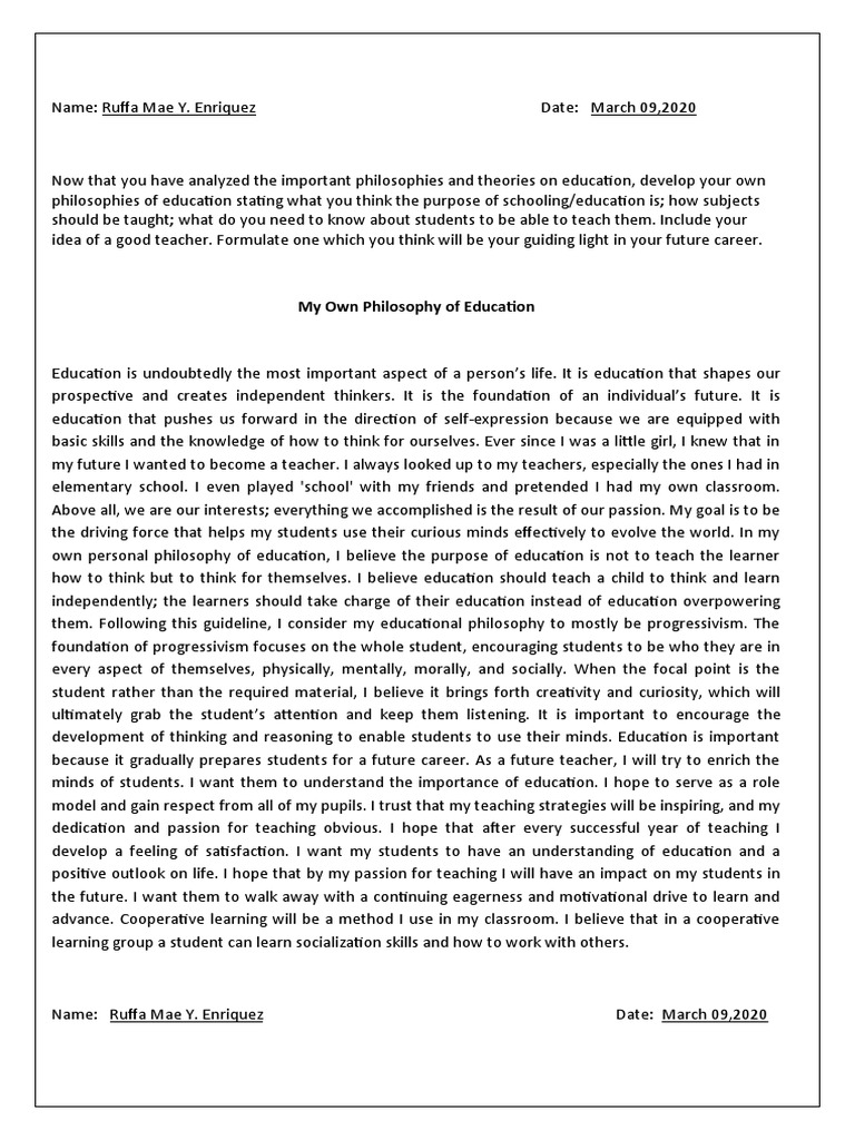 Worksheet | PDF | Philosophy Of Education | Pragmatism