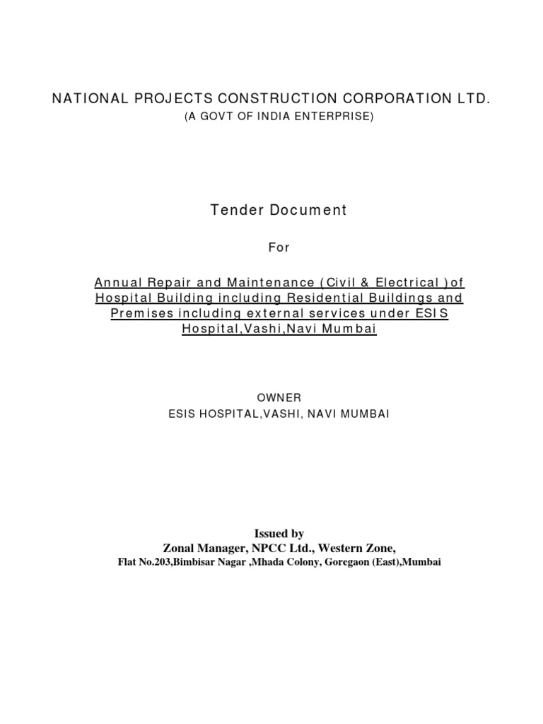 Tender Document PDF | PDF | Employment | Specification (Technical Standard)
