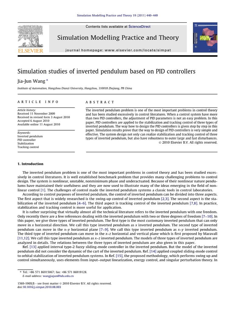 Simulation Studies of Inverted Pendulum Based On PID Controllers | PDF | Control Theory ...