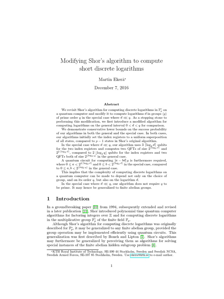 Quantum Discrete Log | PDF | Group (Mathematics) | Quantum Computing