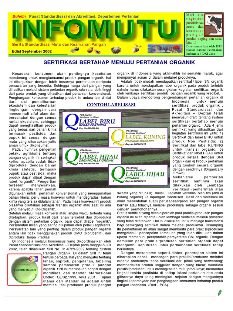 Sertifikasi Pertanian Organik di Indonesia | PDF