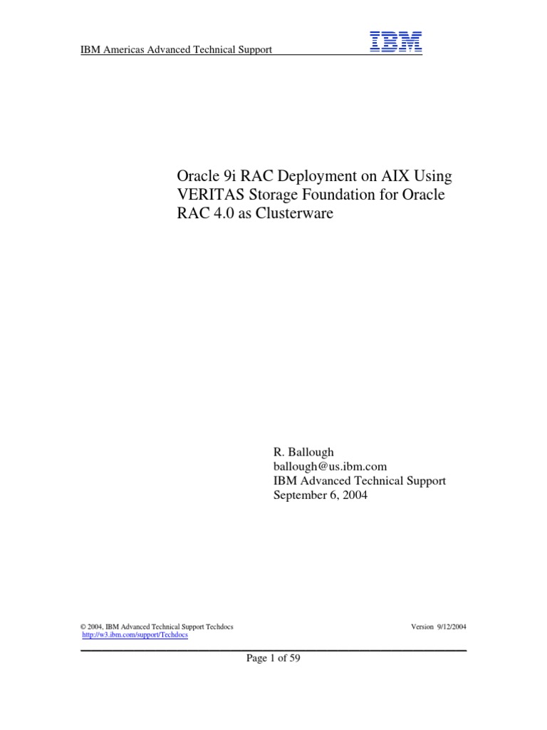 Oracle 9i Rac Deployment On Aix Using Veritas Storage Foundation For Oracle Rac 4 0 As
