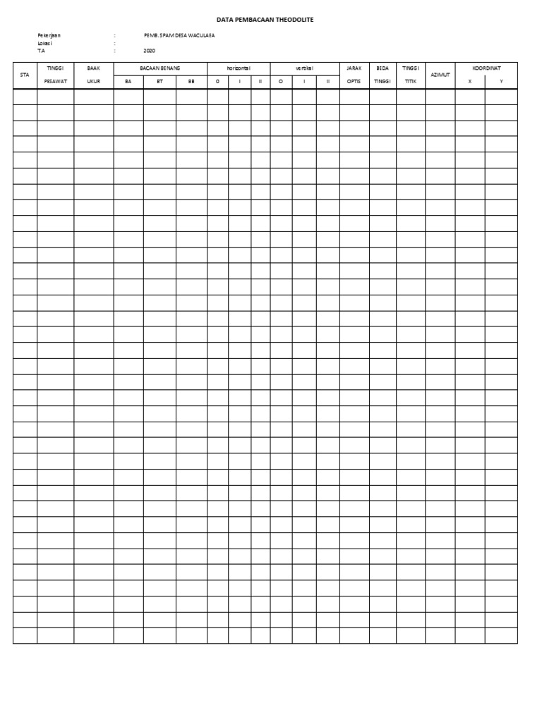 Form Data Ukur Theodolit | PDF