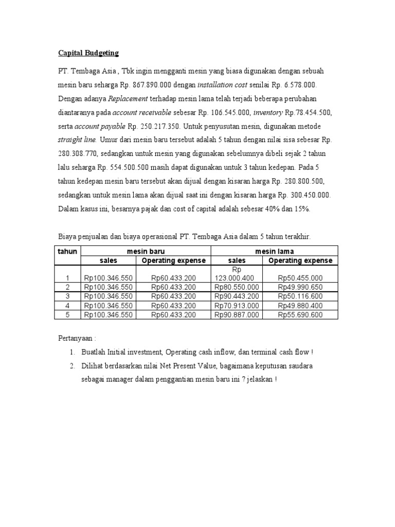 Soal Capital Budgeting | PDF