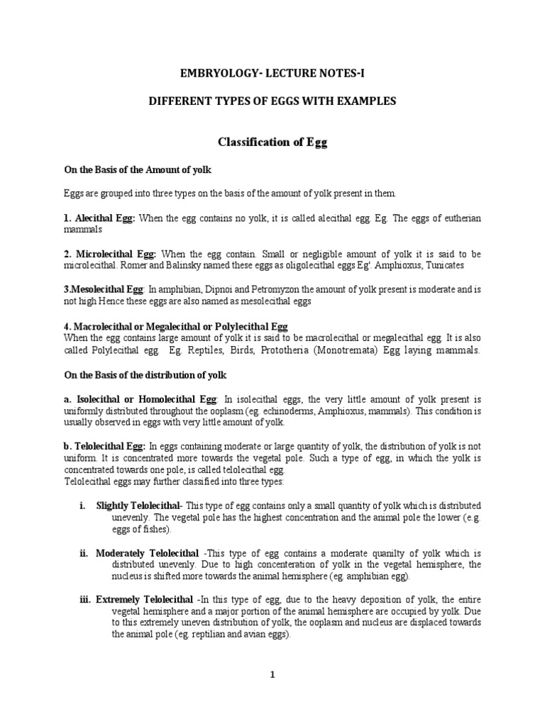 Types of Eggs: Classification Overview | PDF | Egg | Yolk