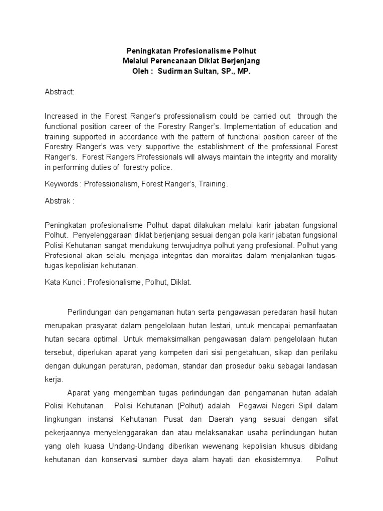 Peningkatan Profesionalisme Polhut Melalui Perencanaan Diklat Berjenjang | PDF | Bisnis