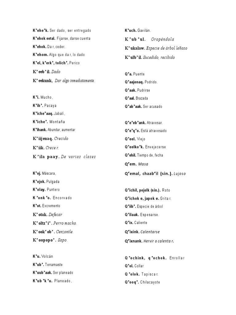 Palabras en Qeqchi | PDF | Naturaleza