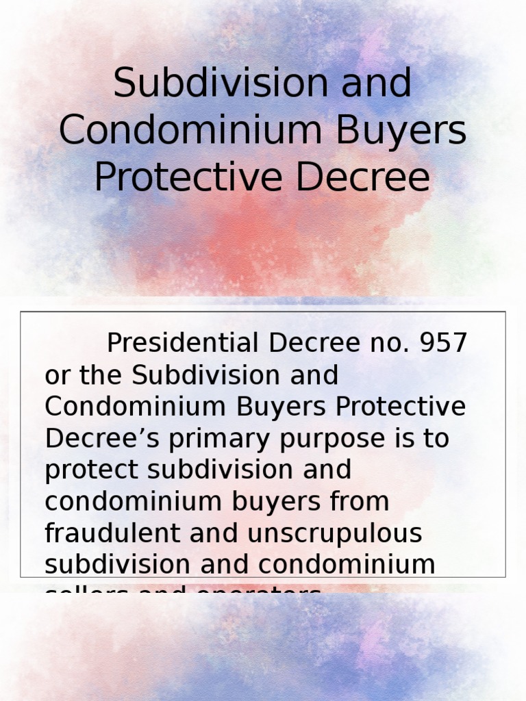 PD No. 957 | PDF | Condominium | Land Lot