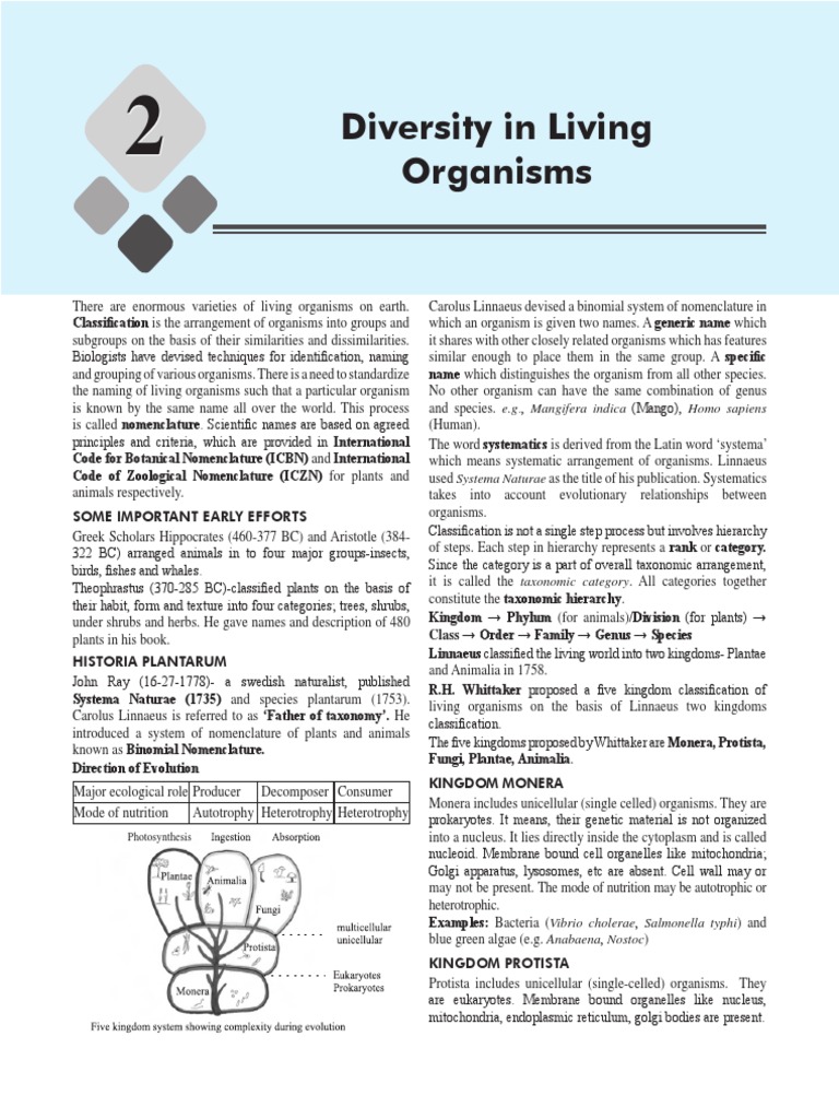 Taxonomy And Classification Of Living Organisms An Overview Of The
