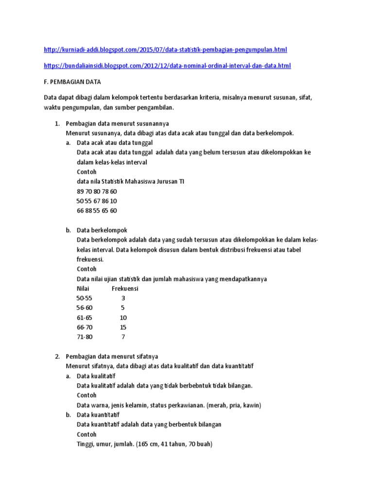 Pembagian Data Statistik | PDF