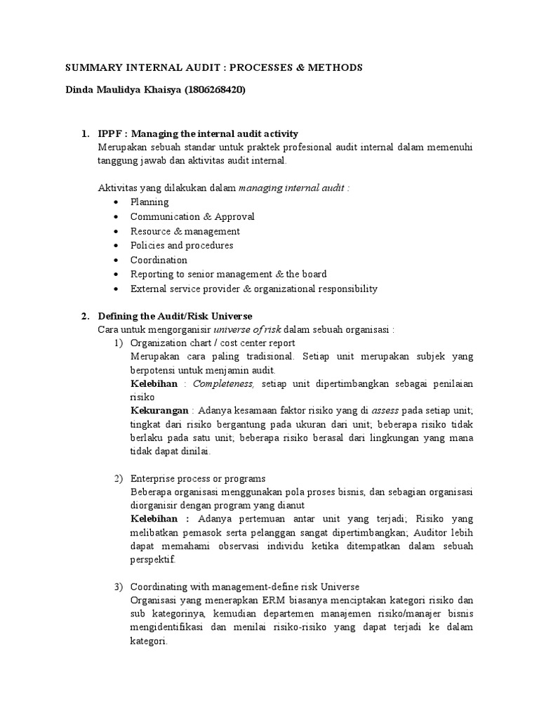 Proses dan Metode Audit Internal | PDF