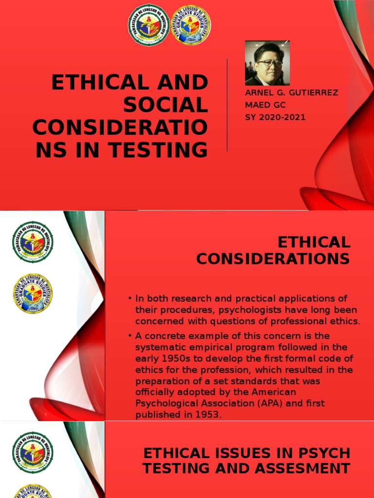 Ethical and Social Considerations in Testing | PDF | Psychological ...