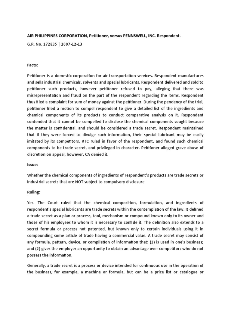 AIR PHILIPPINES CORPORATION Vs PENNSWELL, INC. - Nubla | PDF | Trade ...