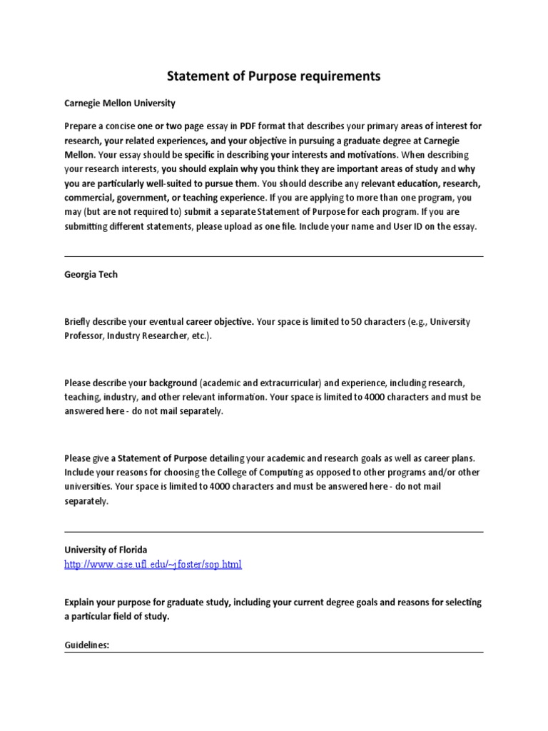 SOP Requirements | PDF | Cognition