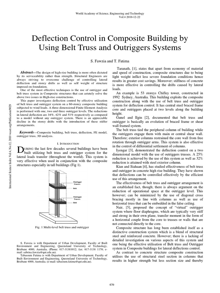 Deflection Control in Composite Building by Using Belt Truss and ...