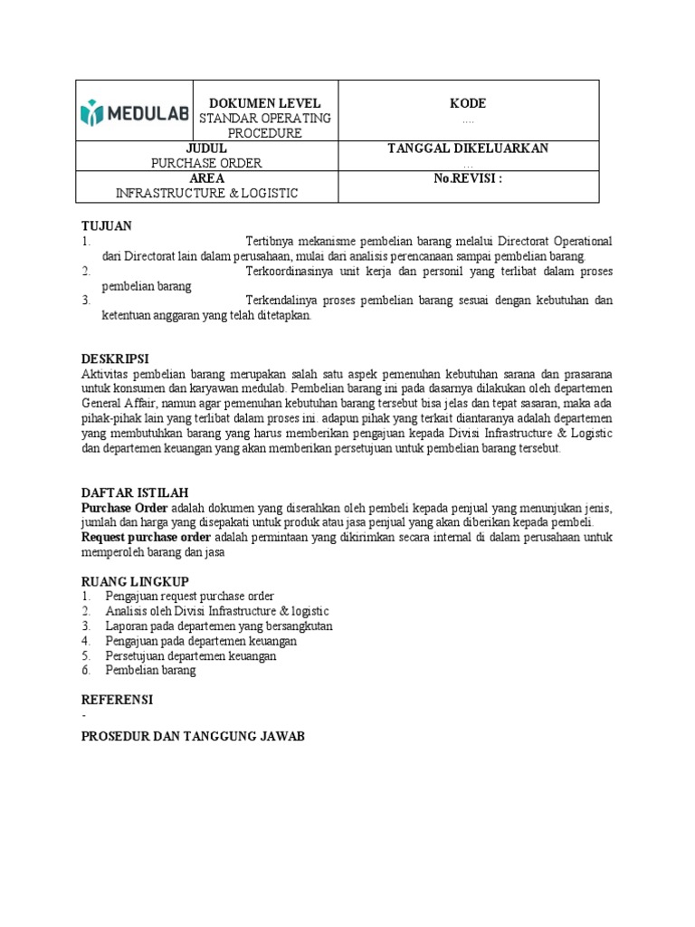 SOP Purchase Order | PDF
