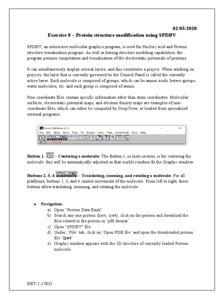 Steps For SPDB Viewer | Download Free PDF | Protein Data Bank | Proteins