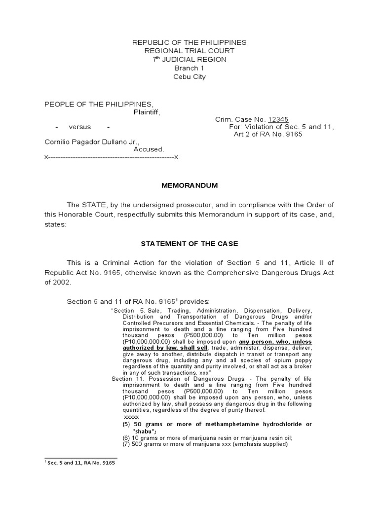 Memorandum For Prosecution - CLE 2 Final Assignment | PDF | Entrapment ...