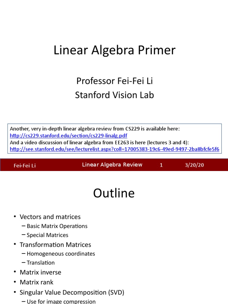 cs131 Linalg Review | PDF | Matrix (Mathematics) | Eigenvalues And Eigenvectors