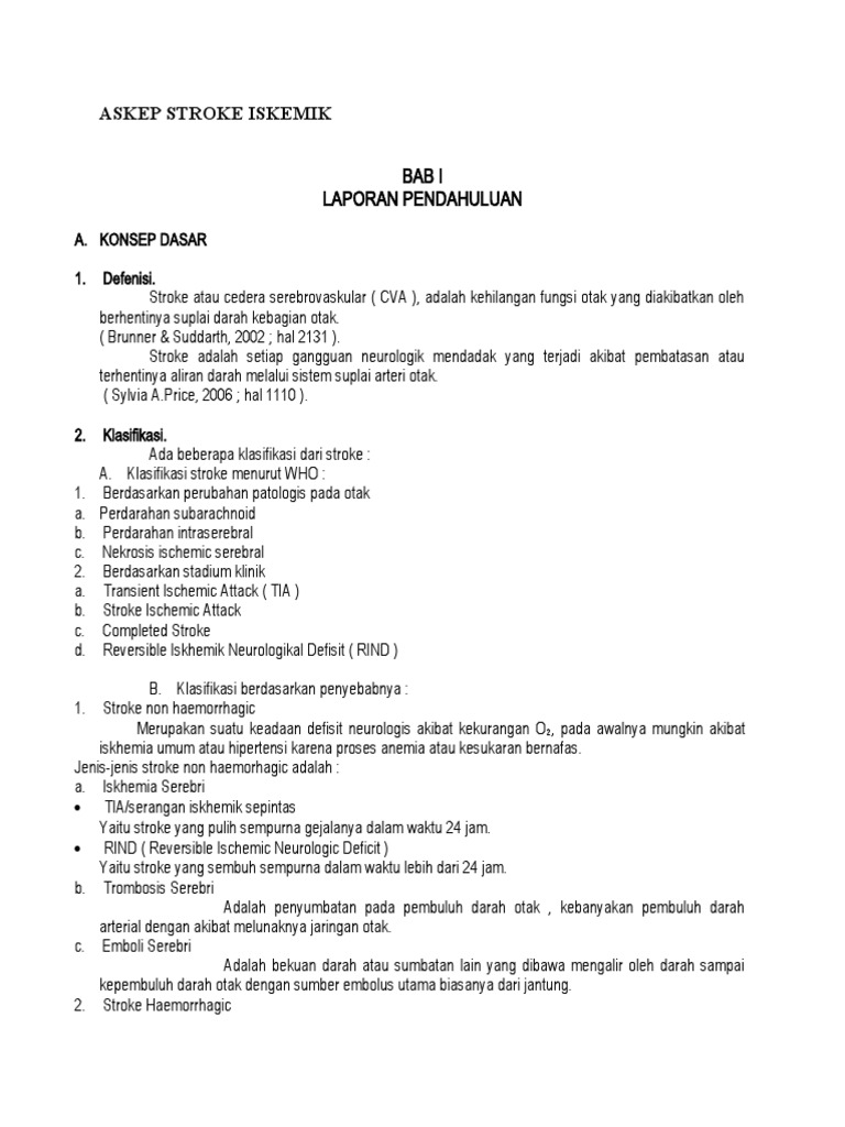 Askep Stroke Iskemik Terbaru | PDF