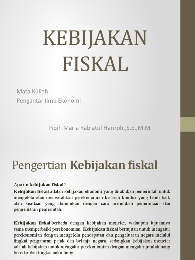Pertemuan 4 KEBIJAKAN FISKAL | PDF